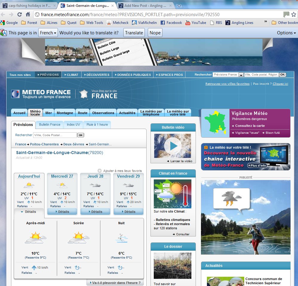 French weather forecasts for carp anglers 🎣